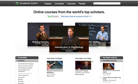 Tool Entry: Academic Earth | Virtual Tool Cupboard | e-lab