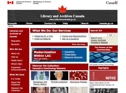 Tool Entry: Library and Archives Canada | Virtual Tool Cupboard | e-lab